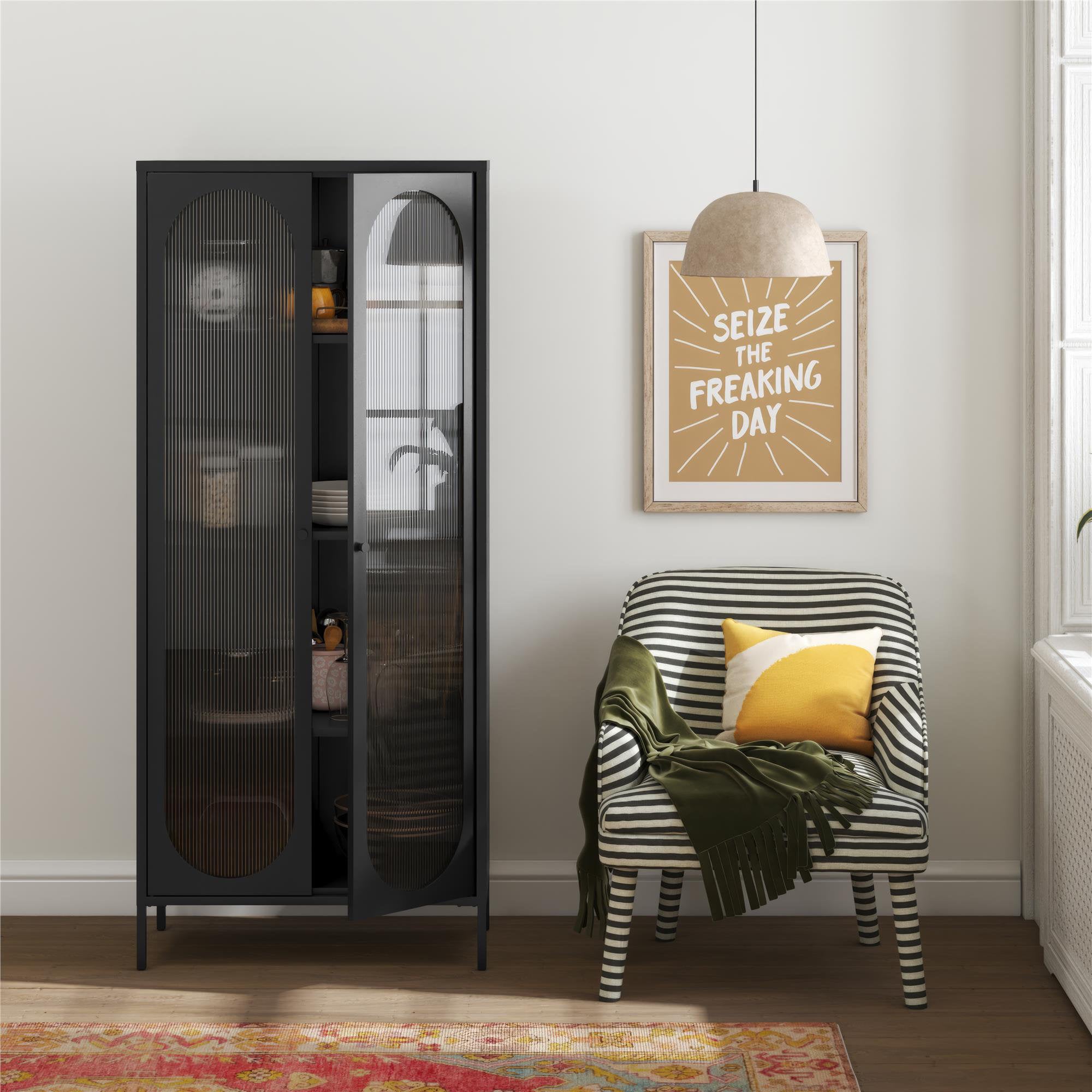 Tall Luna Accent Cabinet with Fluted Glass – Mr. Kate