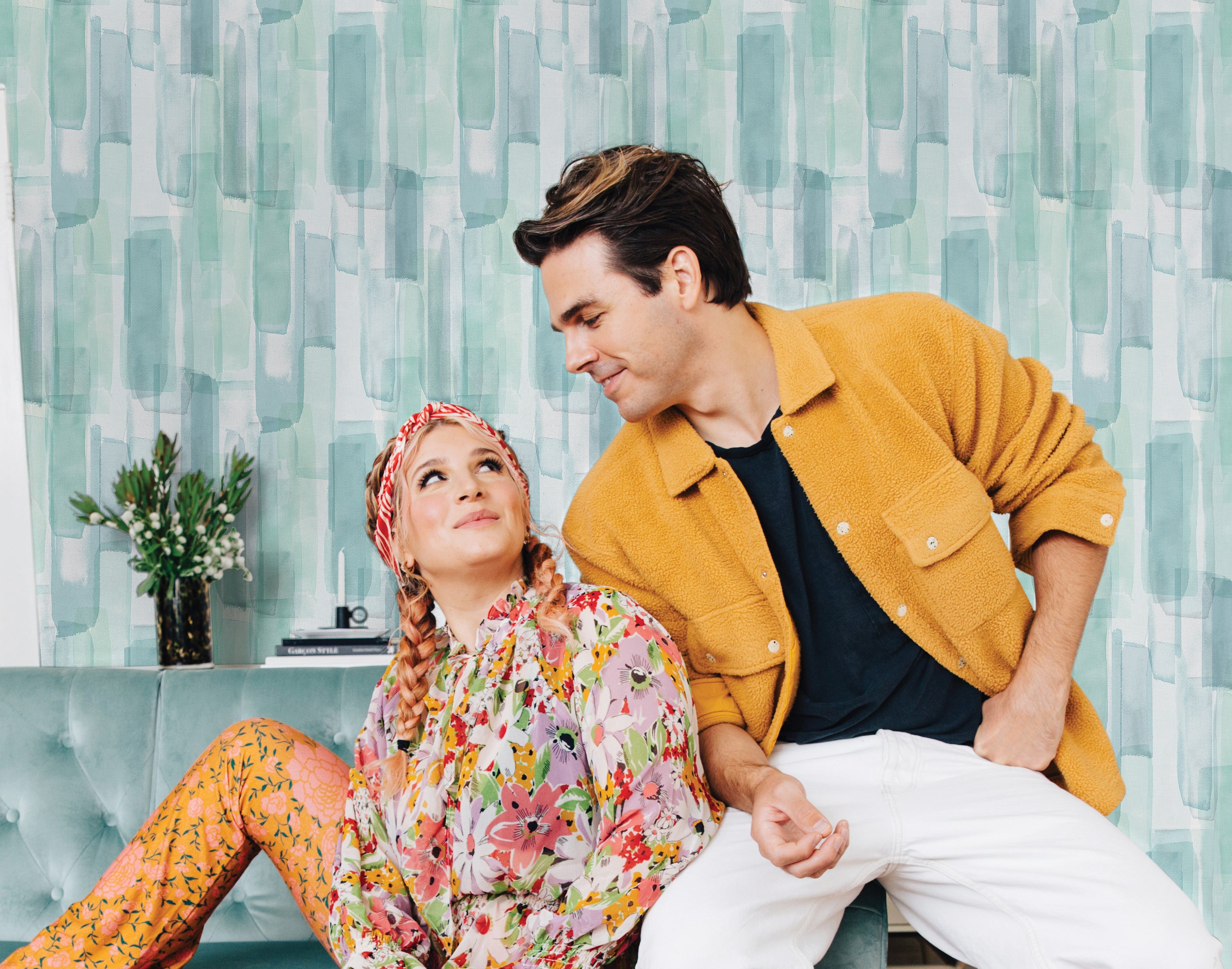 Mr. Kate Watercolor Glass Peel & Stick Wallpaper in Blue